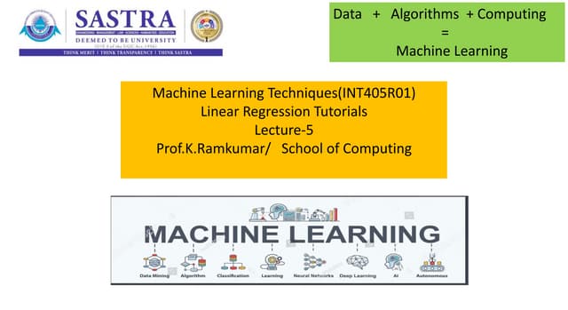 Lecture 5 Linear Regression Tutorialspptx