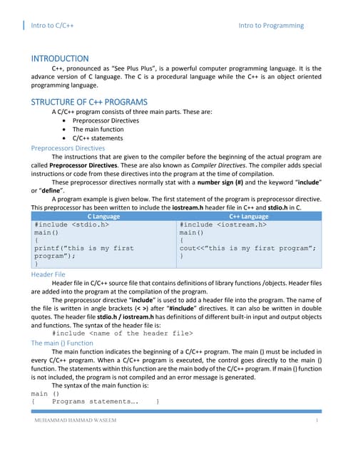 Itp Lecture 03 Introduction To Cc Pdf