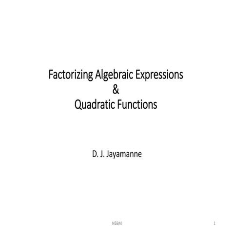 Lecture 6 (factorizing quadratic functions) | PPT