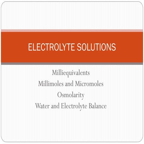 Electrolyte Solution | PDF | Chemistry | Science