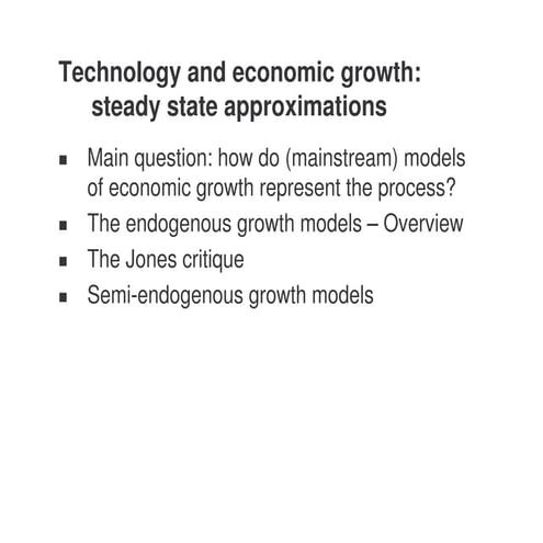 Lecture 7 - Endogenous growth theory | PDF