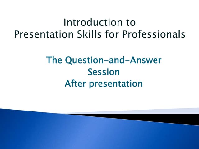 Handling tough questions after an presentation | PPTX