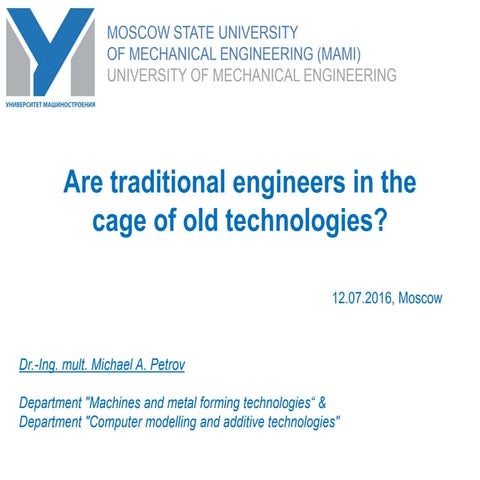 Lecture "Are traditional engineers in the cage of old technologies?" | PDF