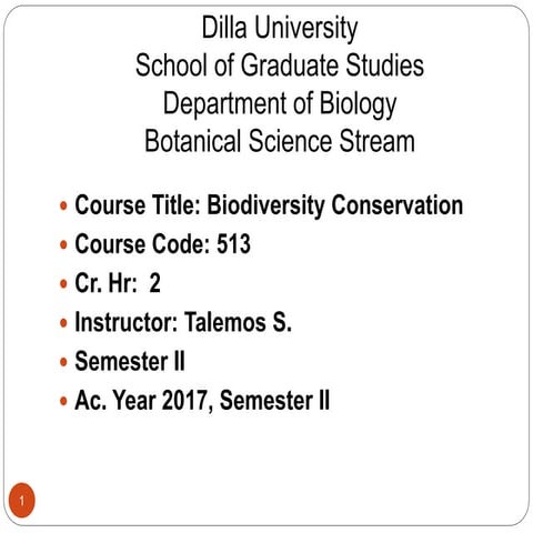 Lecture note on Biodiversity conservation | PPTX