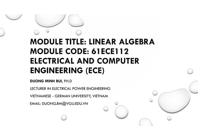 Application of Linear Algebra in Real Life | PPTX