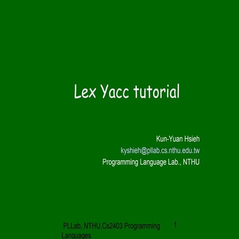 Lex And Yacc Ppt Ppt Programming Languages Computing 0795