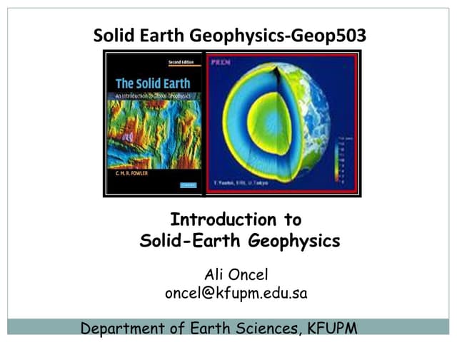 Öncel Akademİ Solid Earth Geophysics Ppt