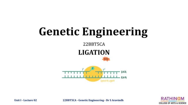 cohesive and blunt end ligation | PPTX | Chemistry | Science