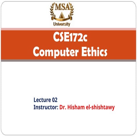 Lecture 02 Ethics In Computing 1 Ppt