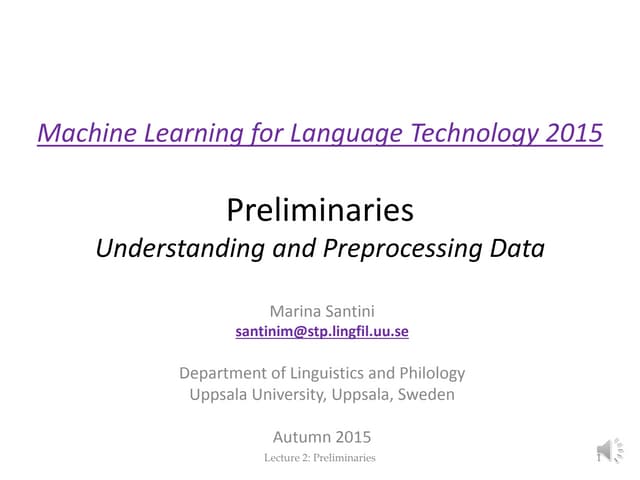 Lecture 2 Preliminaries Understanding And Preprocessing Data Ppt