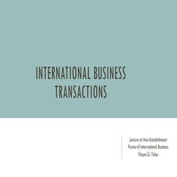 International business transaction power point | PDF