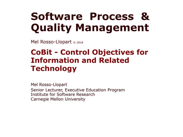 Lecture 06 Cobit Control Objectives For Information And Related