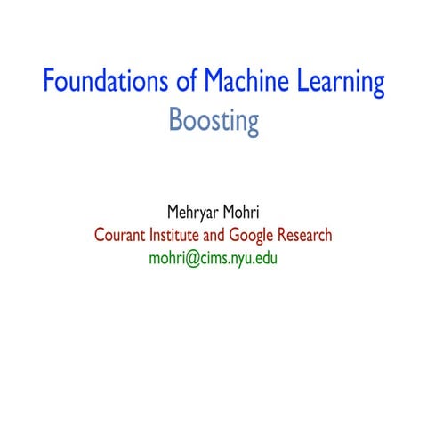 Foundations of Machine Learning-Boosting | PDF