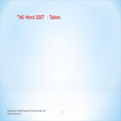 MS Word 2007 insert tables | PPT