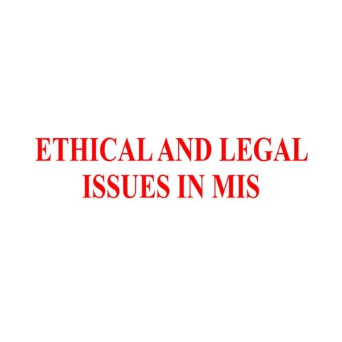 Ethical issues and concerns in management informatio system | PPTX