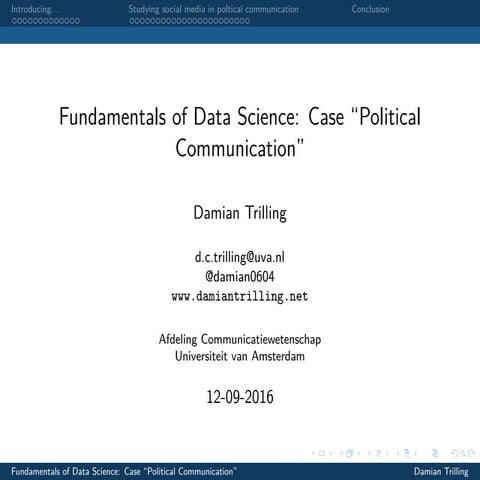Data Science: Case "Political Communication 1/2" | PPT