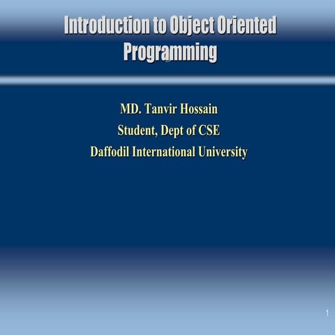 Introduction To Object Oriented Programming Ppt