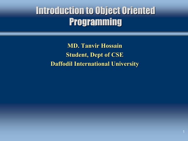 Introduction To Object Oriented Programming Ppt