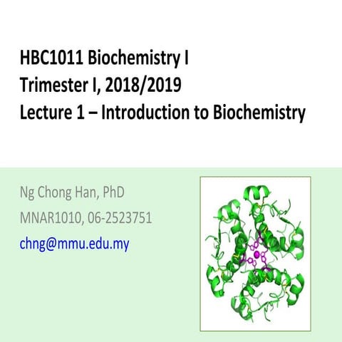 Chapter 1 - Introduction to Biochemistry (slideshare) | PPT