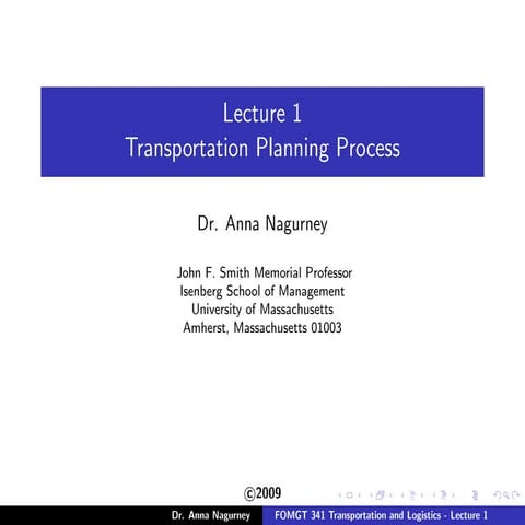 L1 Transportation Planning Process (Transportation and Logistics & Dr ...