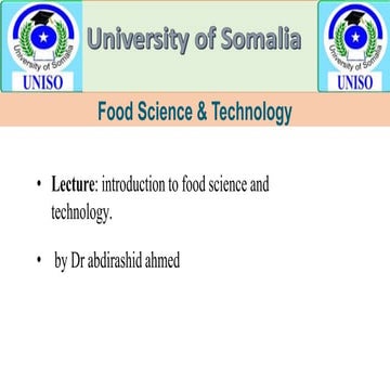 Lecture 1 introduction to food science and technology | PPTX