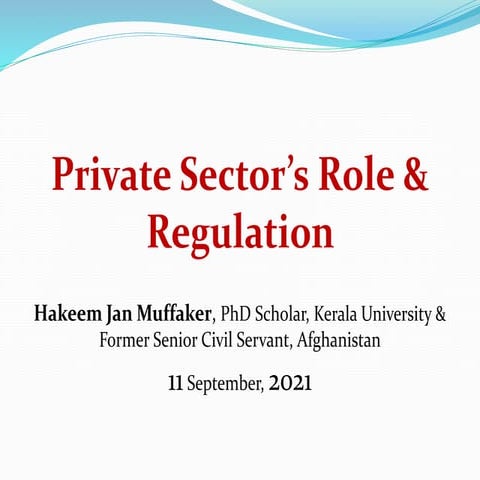 Private Sector’s Role & Regulation | PPT
