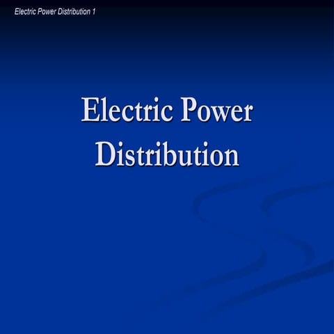 LEC #01 INTRODUCTION to power distribution system | PPT