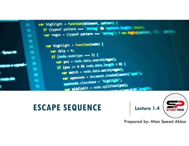 Lecture 14 Escape Sequencepdf 1487