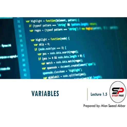 Lecture 1 5 Variables Pdf