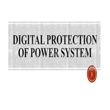 Digital power system protection basic lecture | PPTX