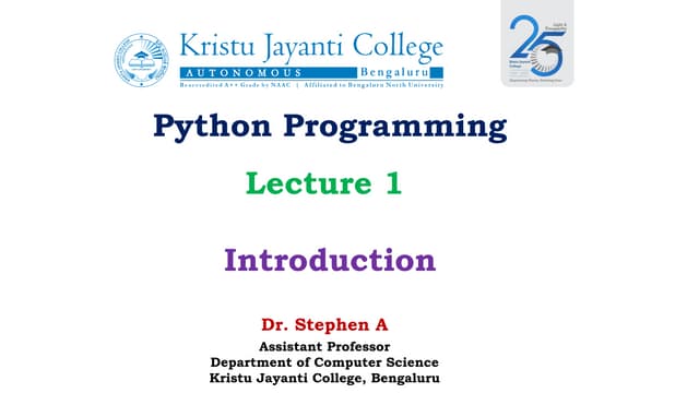 Introduction To Python Programming Lecture 1 Ppt