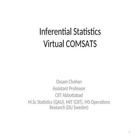 Inferential Statistics Lecture 1 Introduction | PPT