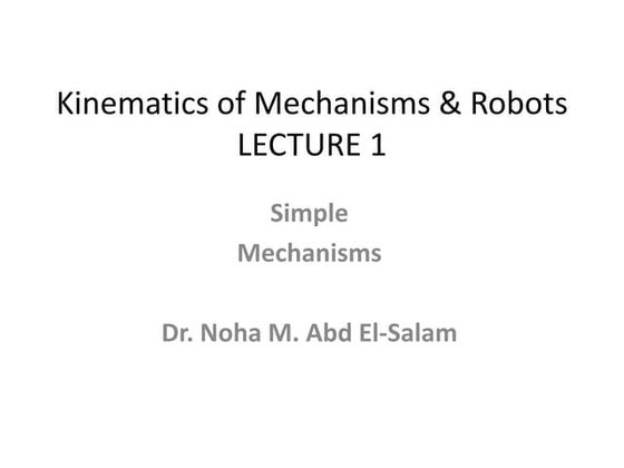 Kinemetic chains, Pairs, Joints, Four bar Mechanisms (KOM) | PPTX