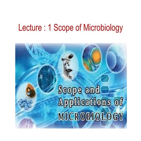Lectures number 1 scope and application of microbiology | PPTX