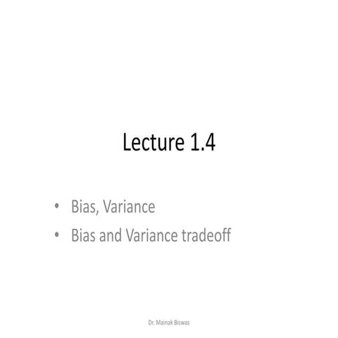 Bias and variance / tradeoff Machine learning/DMDW | PPT