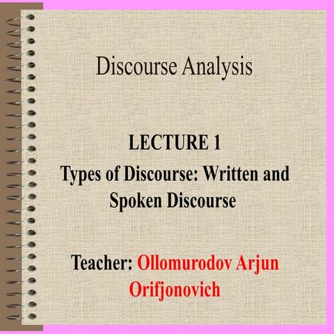 Lecture 1.pptx About subject of Discourse Analysis | PPTX