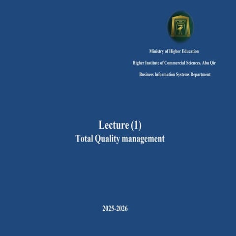 Total Quality Management lecture 1 HICIS | PDF