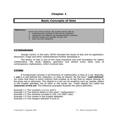Lecture 1 - Concept of Sets.pdf | Programming Languages | Computing