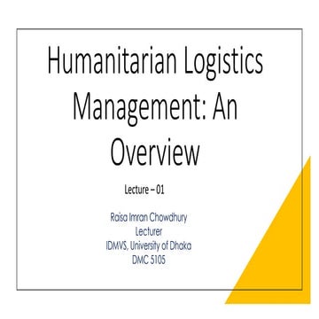 Humanitarian Logistics Management: An Overview | PDF
