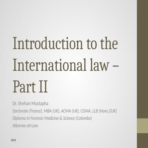 Introduction to International Law Presentation 1 | PPT