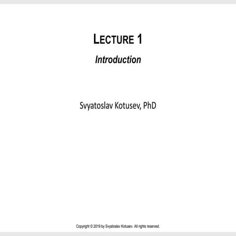 Lecture 1: Introduction | PDF