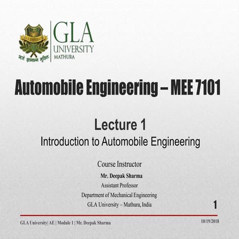 Lecture 1 introduction to automobile engineering | PPTX
