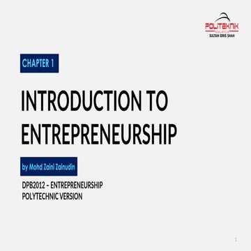 DPB2012 Lecture 1 - Introduction to Entrepreneurship | PDF | Startups ...