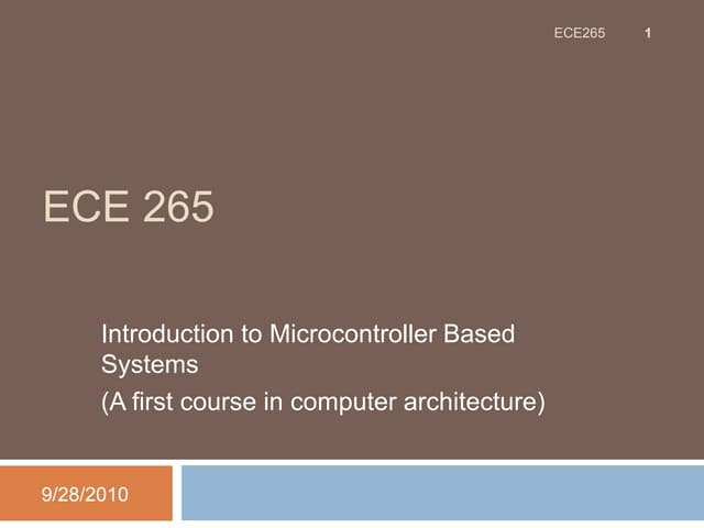 Lecture 1 Introduction To Microcontroller Systems Ppt Computer Peripherals Computing