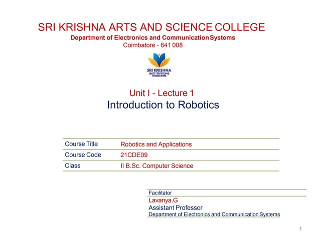 Lecture 1 - Introduction to Robotics.pptx Lecture 1 - Introduction to Robotics.pptx
