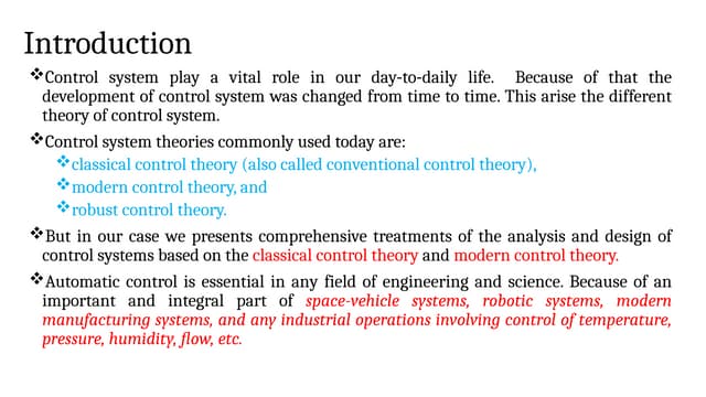 Chapter 1 basic components of control system | PPTX