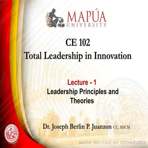 Lecture 1 principles and theories in leadership | PPTX | Professional ...