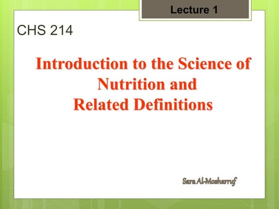 INTRODUCTION OF NUTRITION UNIT 1.pptx bsc nursing 2nd sem | PPTX