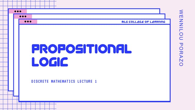Lecture 1 Propositional logic | PPT Lecture 1 Propositional logic | PPT