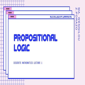 LECTURE 1: LOGIC | PPTX